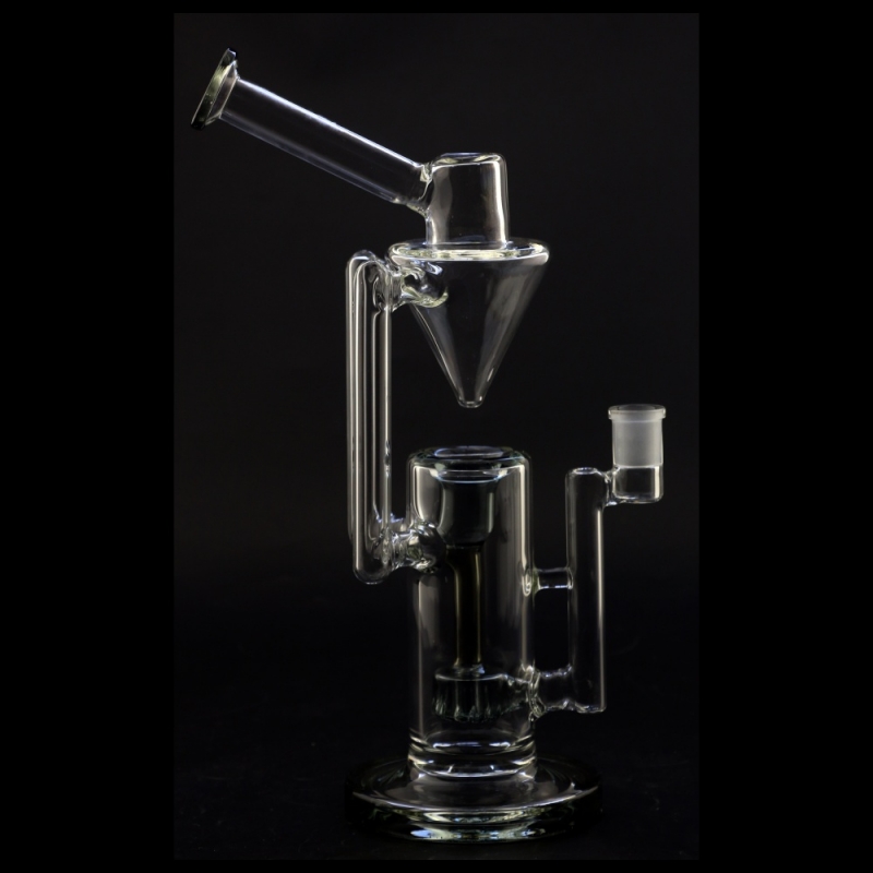 12.5" Twin Arm Gravity Feed Recycler Waterpipe with Smoke Black Trim ...